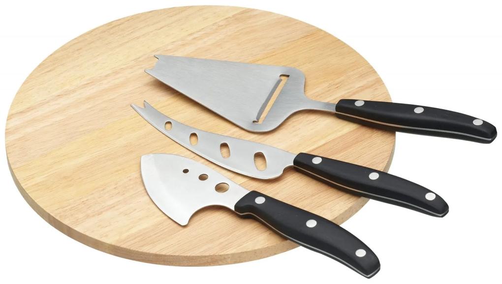 Dřevěné prkénko na sýr s noži