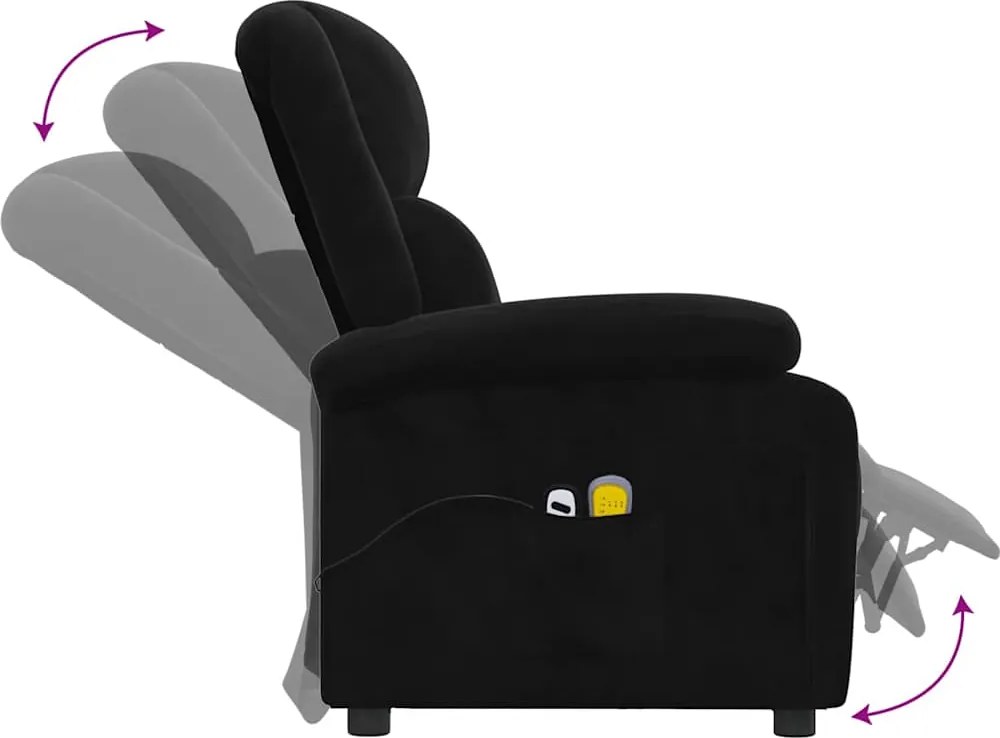Elektrické masážní křeslo černé samet 3098410