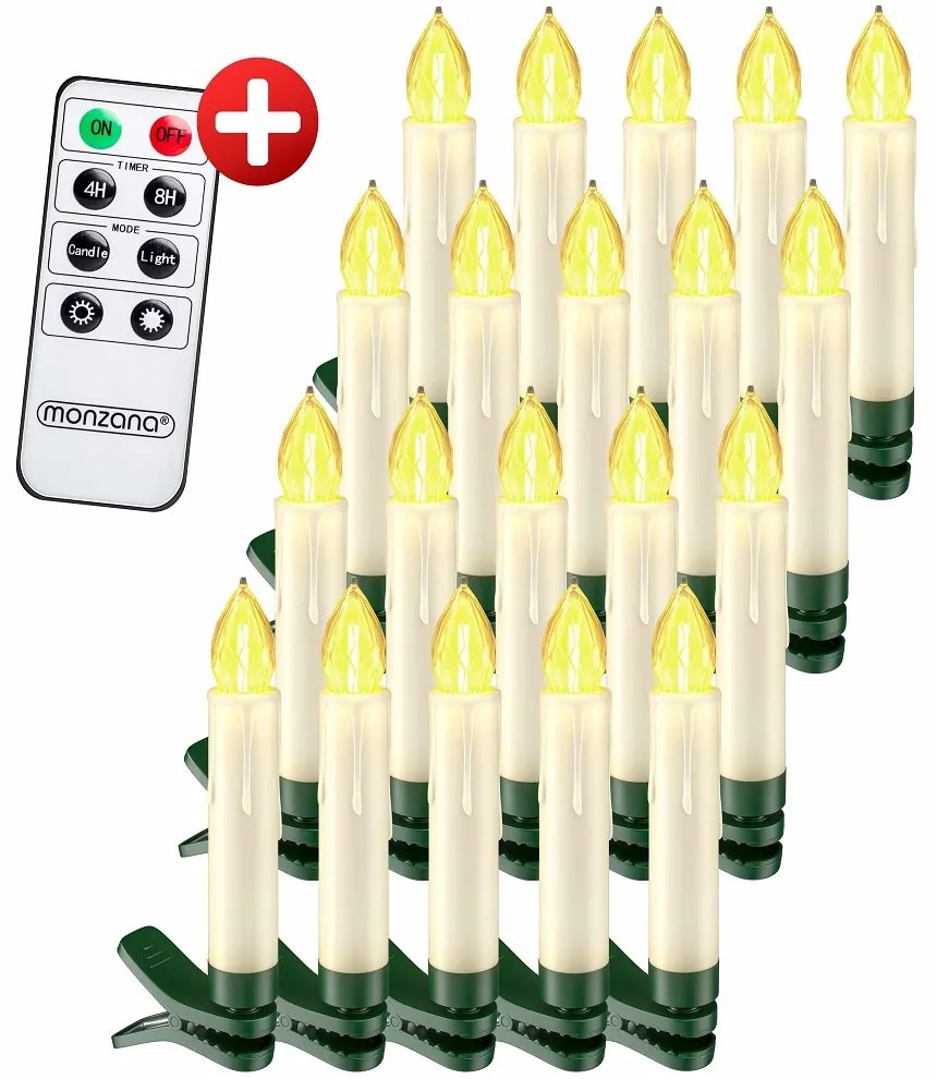 Monzana Svíčky na vánoční stromeček CANDLE, 20ks, 10,5cm, teplá bílá