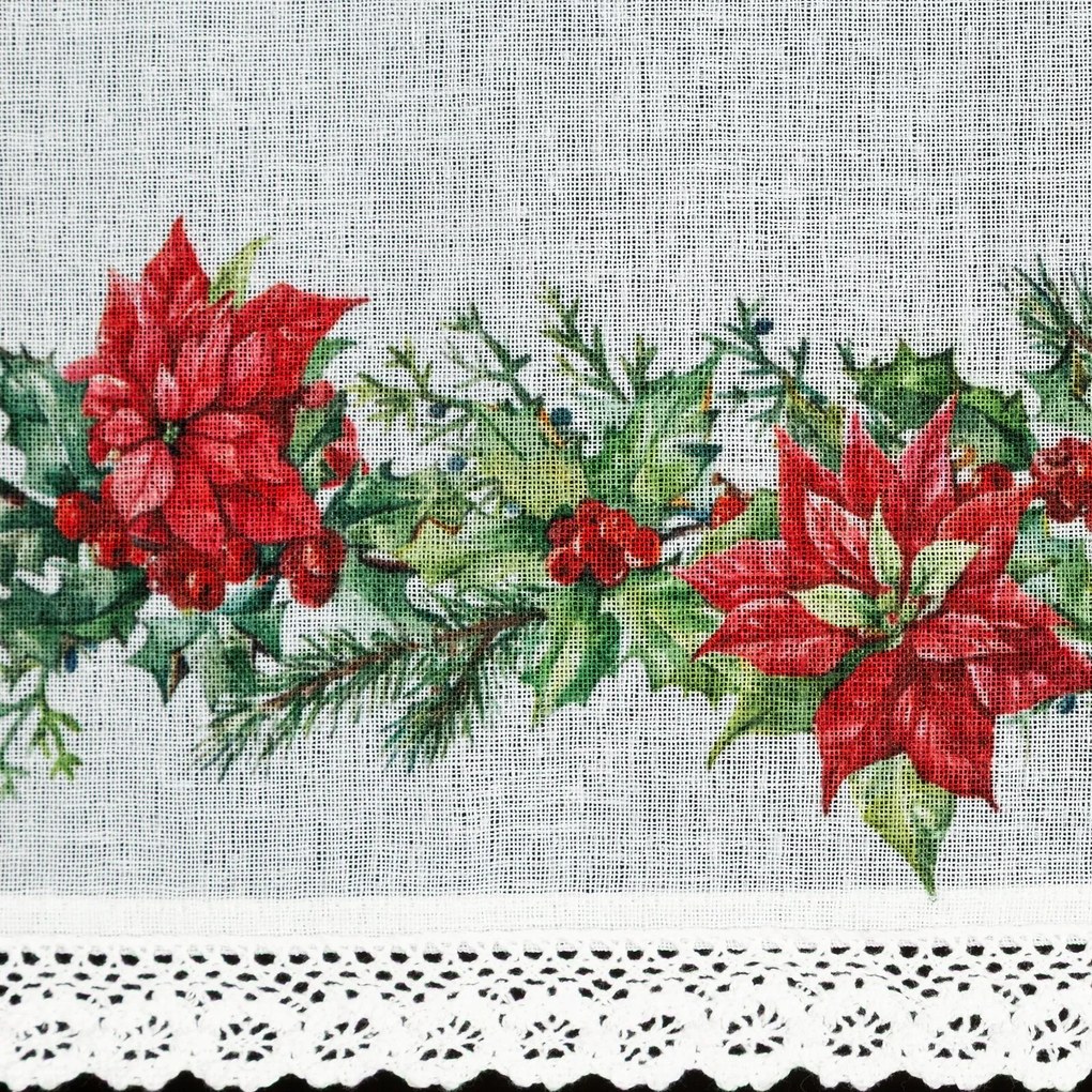 KRÁTKÁ VÁNOČNÍ ZÁCLONA NA PÁSCE XMAS5 150X30 CM VZOROVANÁ