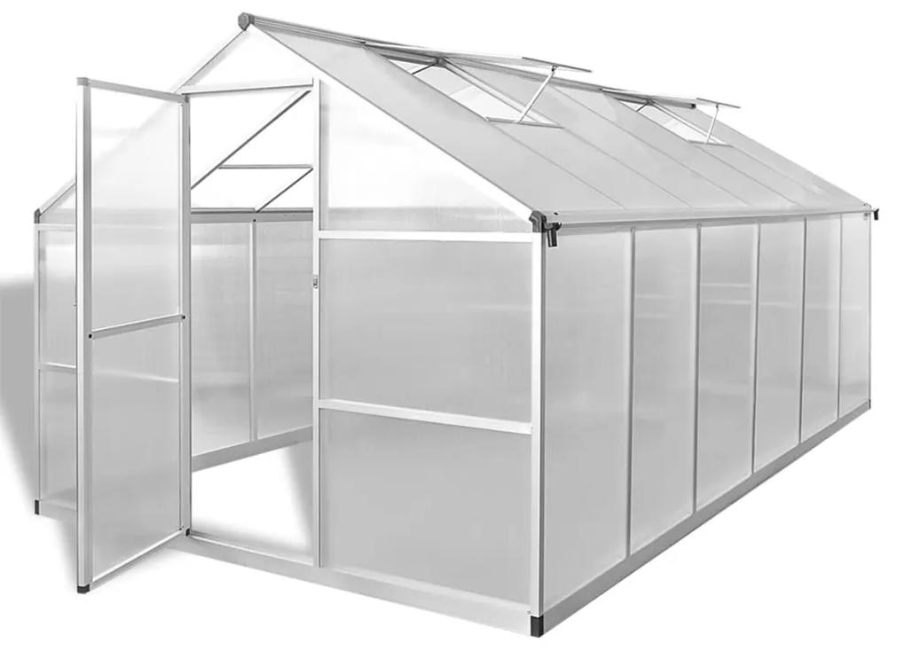 Zpevněný hliníkový skleník s podkladovým rámem 9,025 m²,  41320
