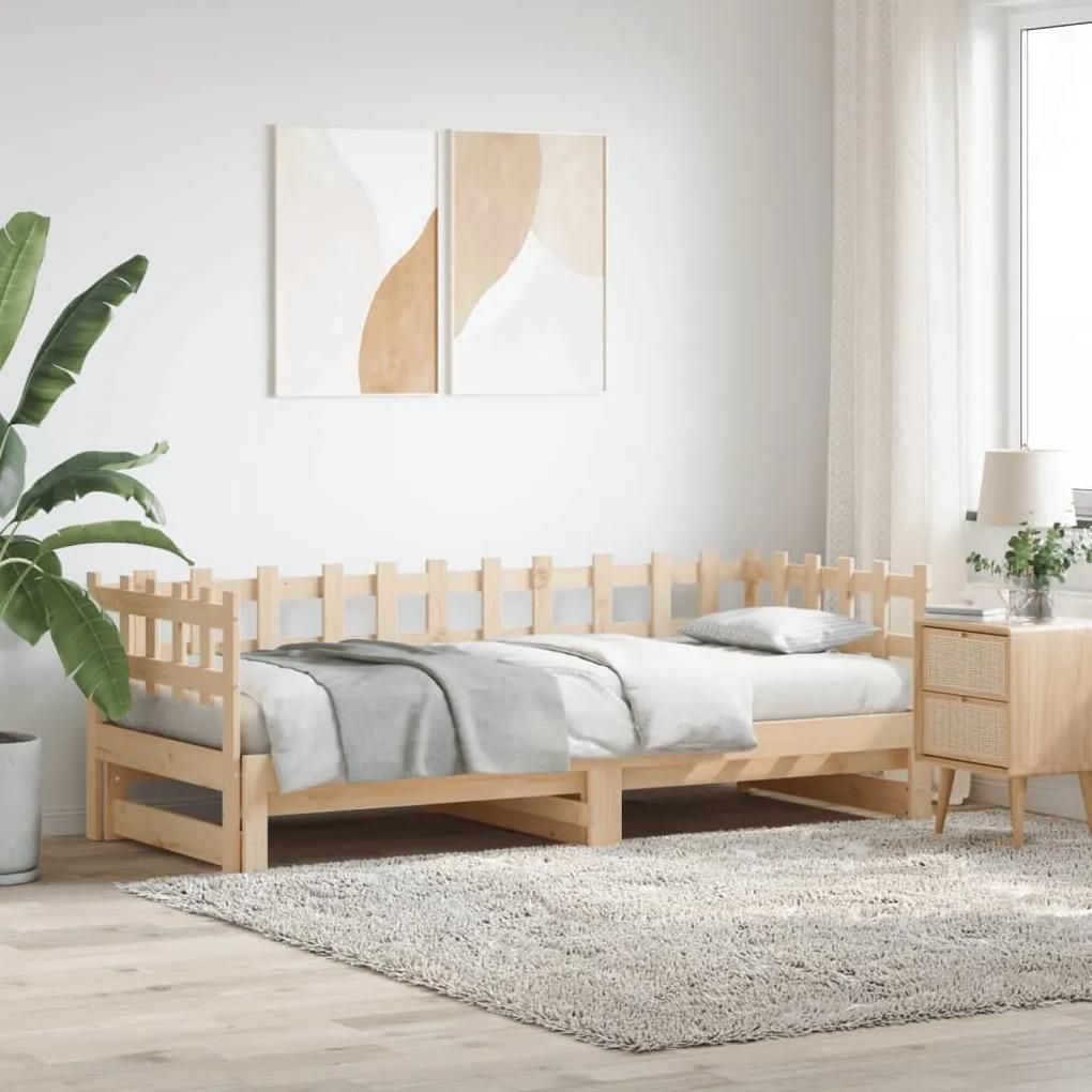 vidaXL Výsuvná postel 2x (80 x 200) cm masivní borovice [840385] Barva: Bílá