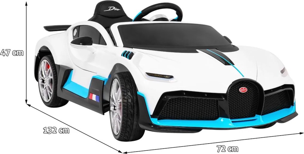 Ramiz Dětské autíčko na baterie Bugatti Divo bílé + dálkové ovládání + EVA kola + pomalý start + LED + MP3