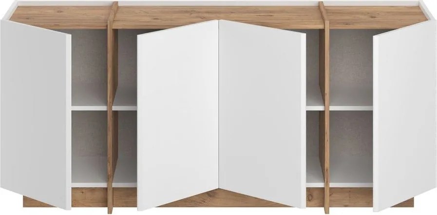 Bílá komoda v dekoru borovice s dírou na kabely 180x80x45 cm Dorma – Kalune Design