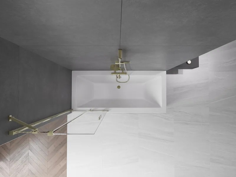 Mexen Velar, 2-křídlová posuvná vanová zástěna 70 x 150 cm, 8mm čiré sklo, zlatý lesklý profil, 896-070-000-01-50