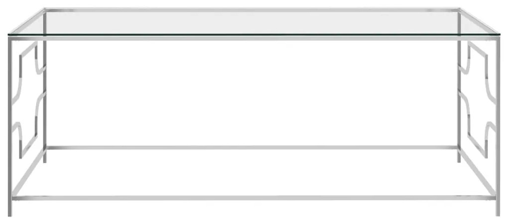 vidaXL Marketos Konferenční stolek stříbrný 120x60x45 cm nerezová ocel a sklo