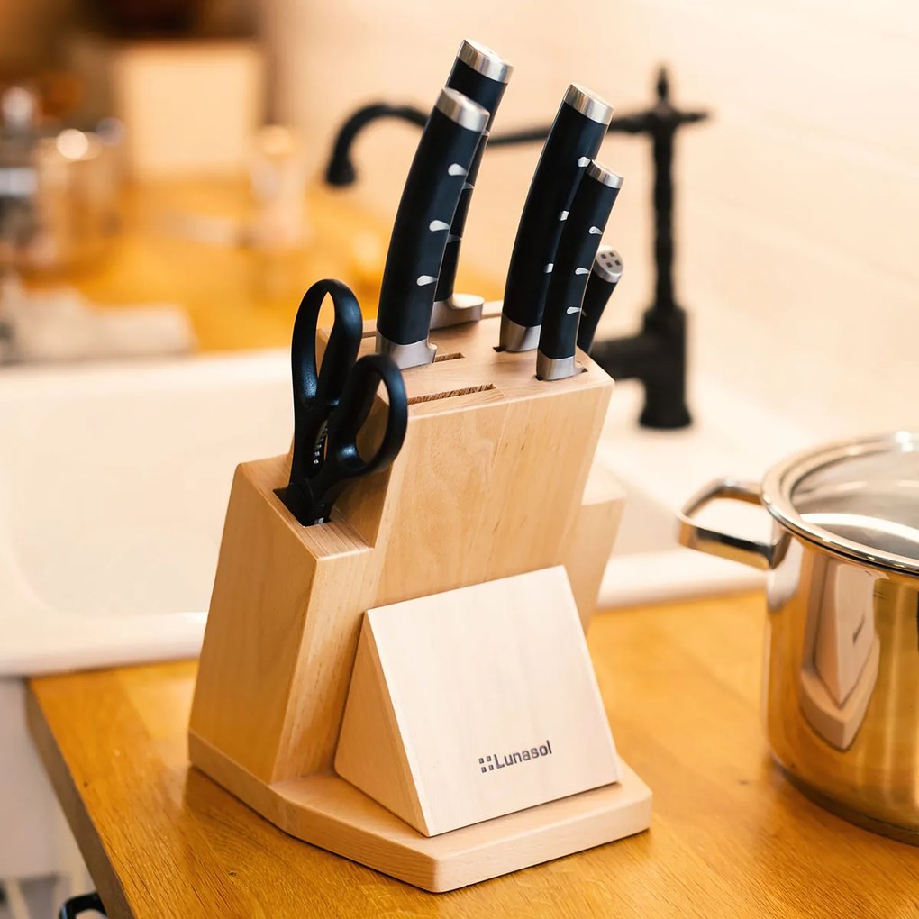 Stojan na nože 7 ks s bruskou na nože - Flow Kitchen - 132760