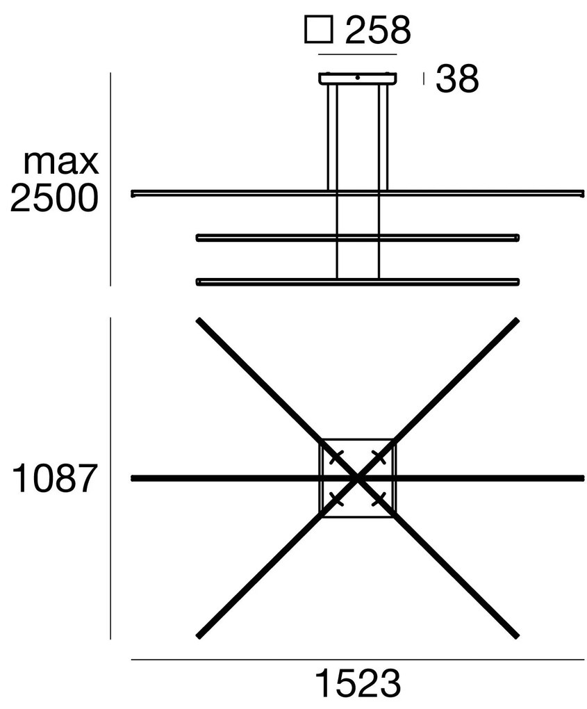 Linea Light 8203 Straight_P3, bílé svítidlo nad stůl, 49W LED 2700K, 152x108cm