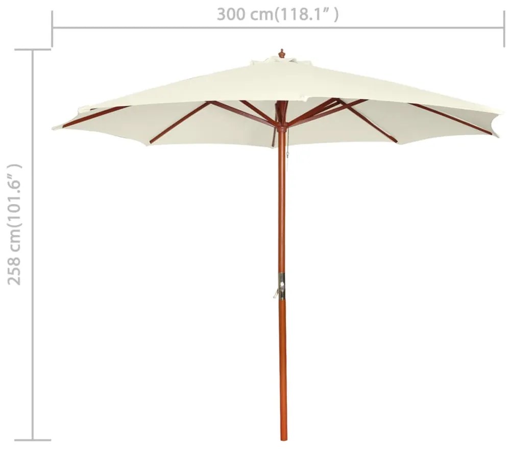 vidaXL Marketos Slunečník 300 x 258 cm pískově bílý