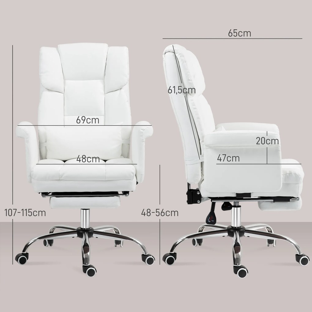 Kancelářská židle HOMCOM, ergonomická kancelářská židle s funkcí polohování, bederní polštář, výškově nastavitelná židle k počítači s podnožkou, otoč…