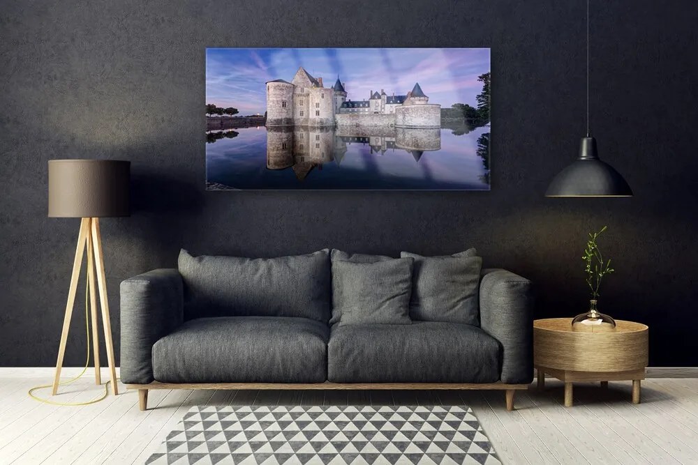 akrylový obraz Hrad Voda Architektura 120x60 cm