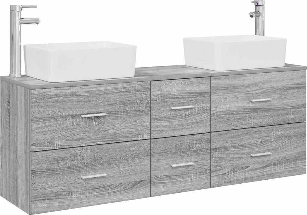 Sada koupelnových skříněk 3 ks Šedý Sonoma 53 x 34,5 x 63 cm 3405864
