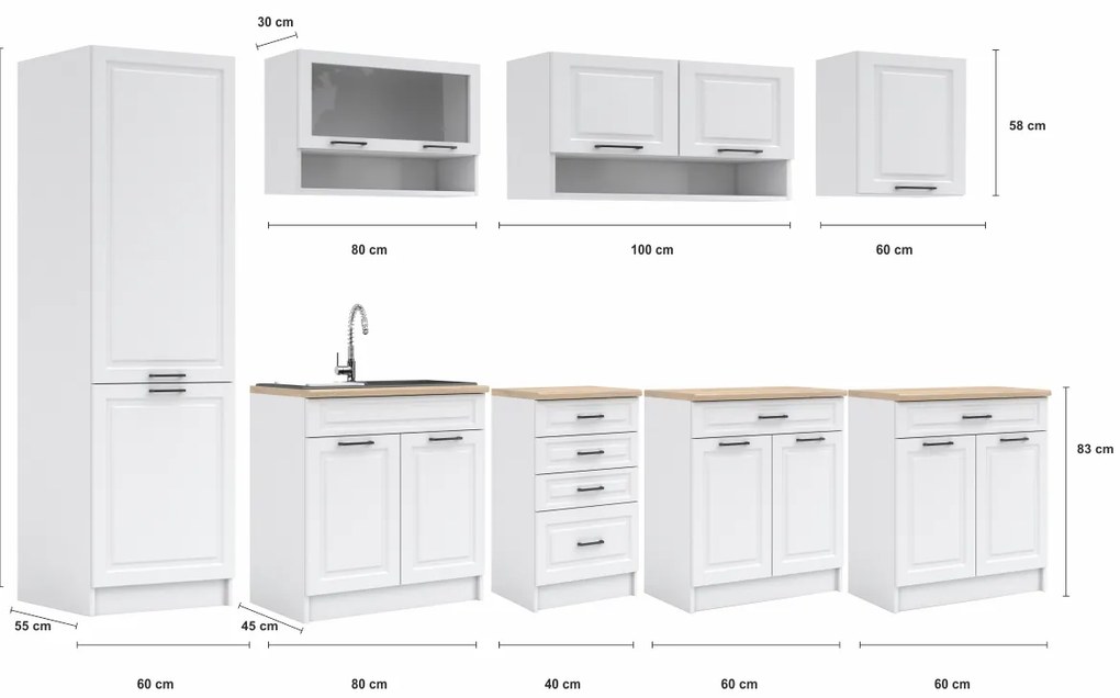 Kuchyňská linka BIRGID 300cm - Bílá + kobe