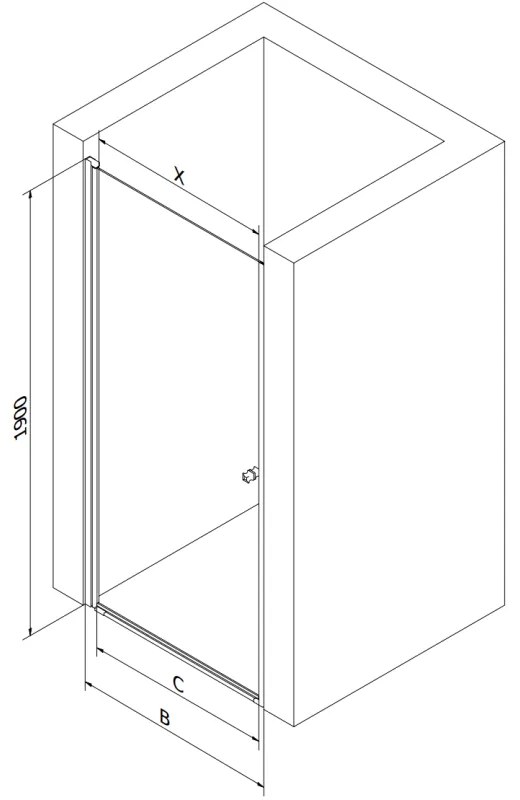 Mexen Pretoria otočné sprchové dveře 90 cm, Průhledné, Chromovaná - 852-090-000-01-00
