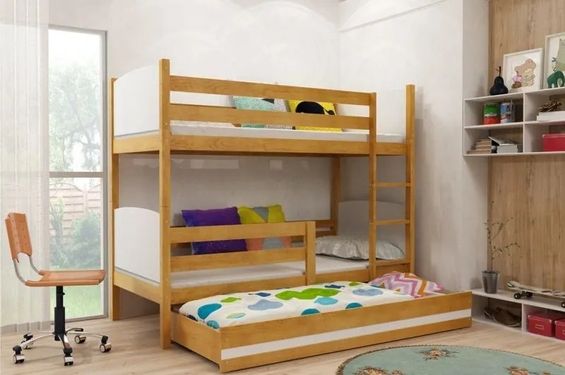 Dětská patrová postel TAMI s přistýlkou 160 cm - barva olše