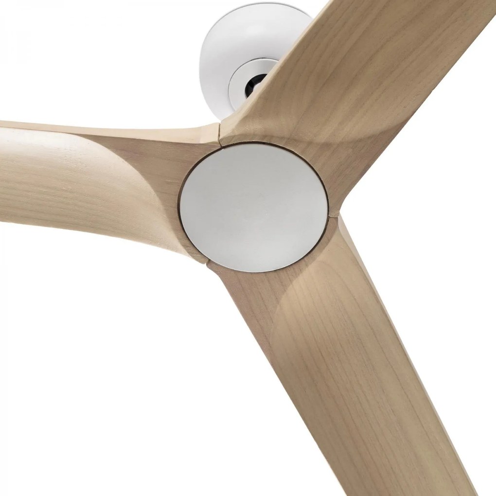 FARO 33810 HEYWOOD L stropní ventilátor, bílá/světlé dřevo s DC motorem - FARO