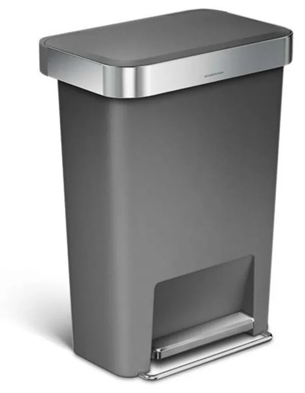 Simplehuman - Odpadkový koš 45 l, s kapsou na sáčky, nerez/šedá CW1386CB
