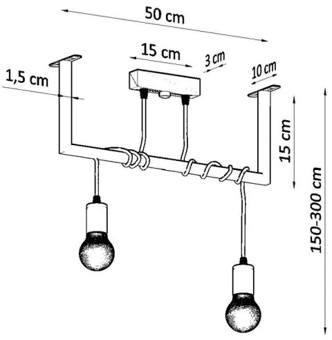 Sollux SL.0894 - Lustr na lanku SALAMANCA 2xE27/60W/230V