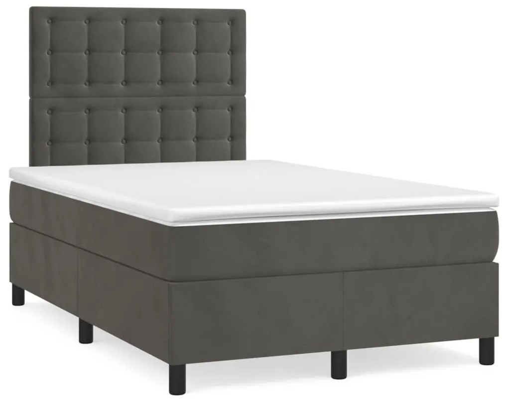 Box spring postel s matrací a LED tmavě šedá 120 x 190 cm samet 3270336