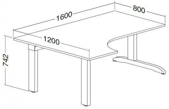 Ergonomický stůl ProOffice C 180 x 120 cm, levý / Třešeň