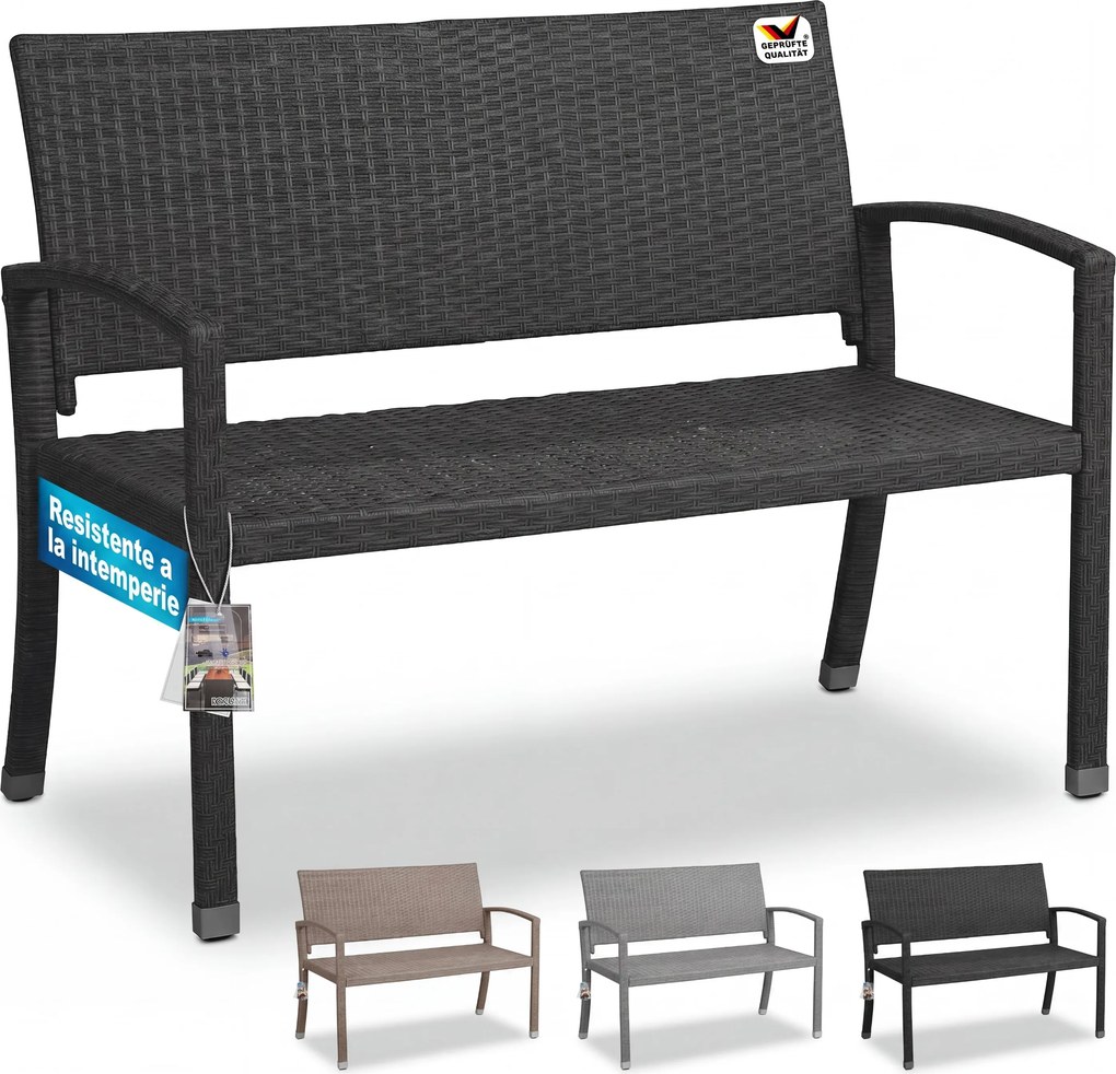 Umělý ratan Zahradní lavice černý 122x58x87cm