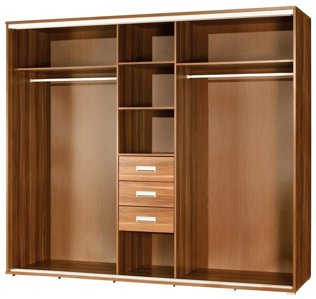 Šatní skříň PENELOPA 255 kaštan wenge / zrcadlo
