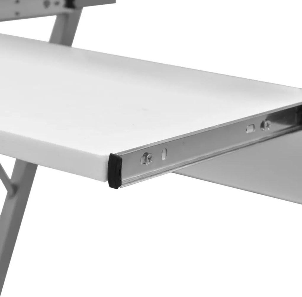 Pojízdný počítačový stůl s výsuvnou deskou | bílý