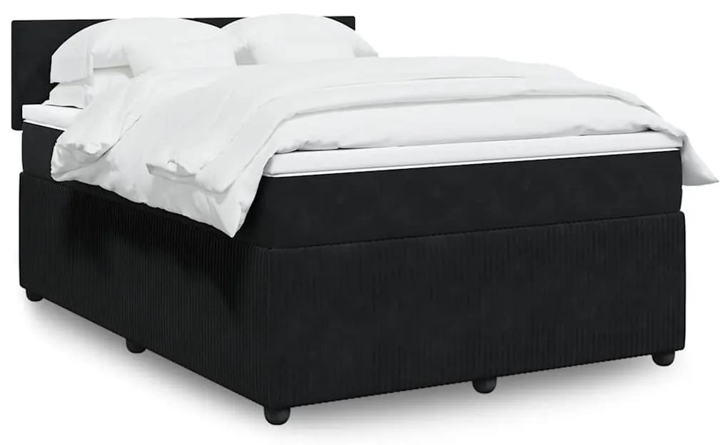 Box spring postel s matrací černá 140x200 cm samet 3287754