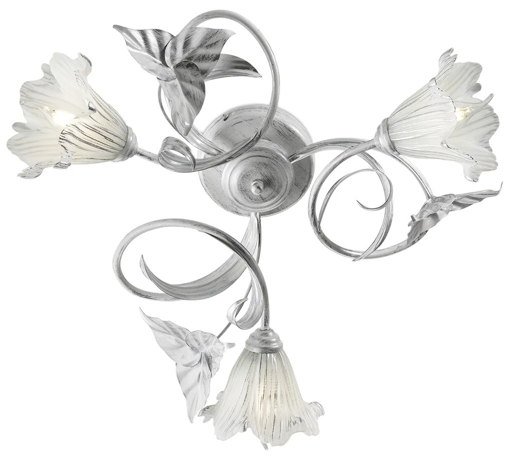 Light for home - Lustr přisazené ke stropu 17203 "LIZAVETA", 3X40W, E14, bílá, stříbrný