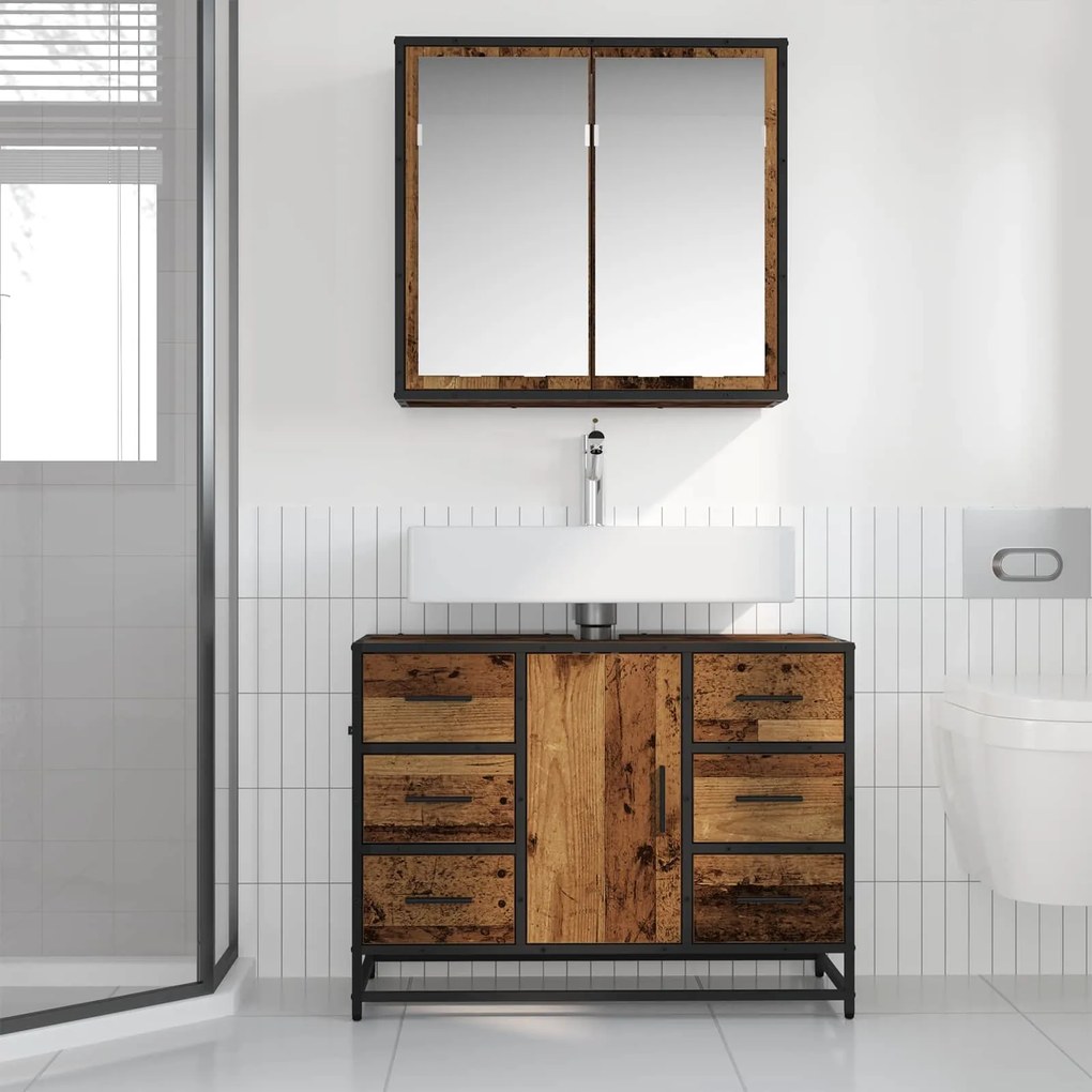 Sada koupelnového nábytku 2 ks Staré dřevo 80 x 33 x 60 cm 3402429