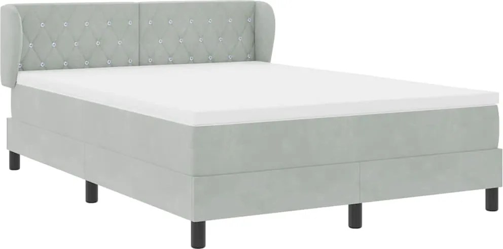 Postel s boxspringem s čelo Světle šedá 160 x 200 cm samet 3340340