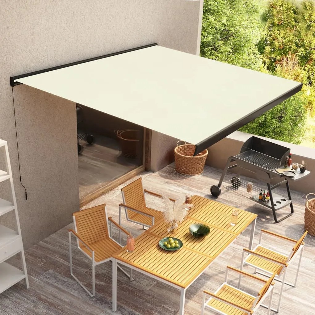 vidaXL Kazetová markýza na ruční ovládání 350 cm [3052671] Barva: Krémová (bílý rám)