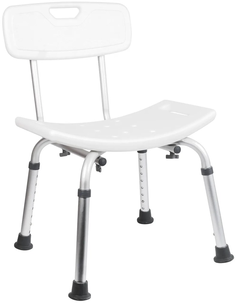 BISK Erga Handicap PRO, obdélníková židle do koupelny se zádovou opěrou 495x545x840 mm, bílá, ERG-07657