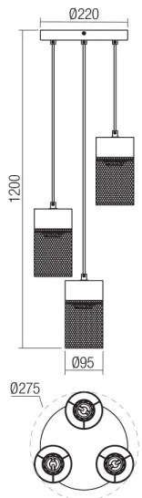 Redo 01-3142 - Lustr na lanku STEM 3xE27/42W/230V