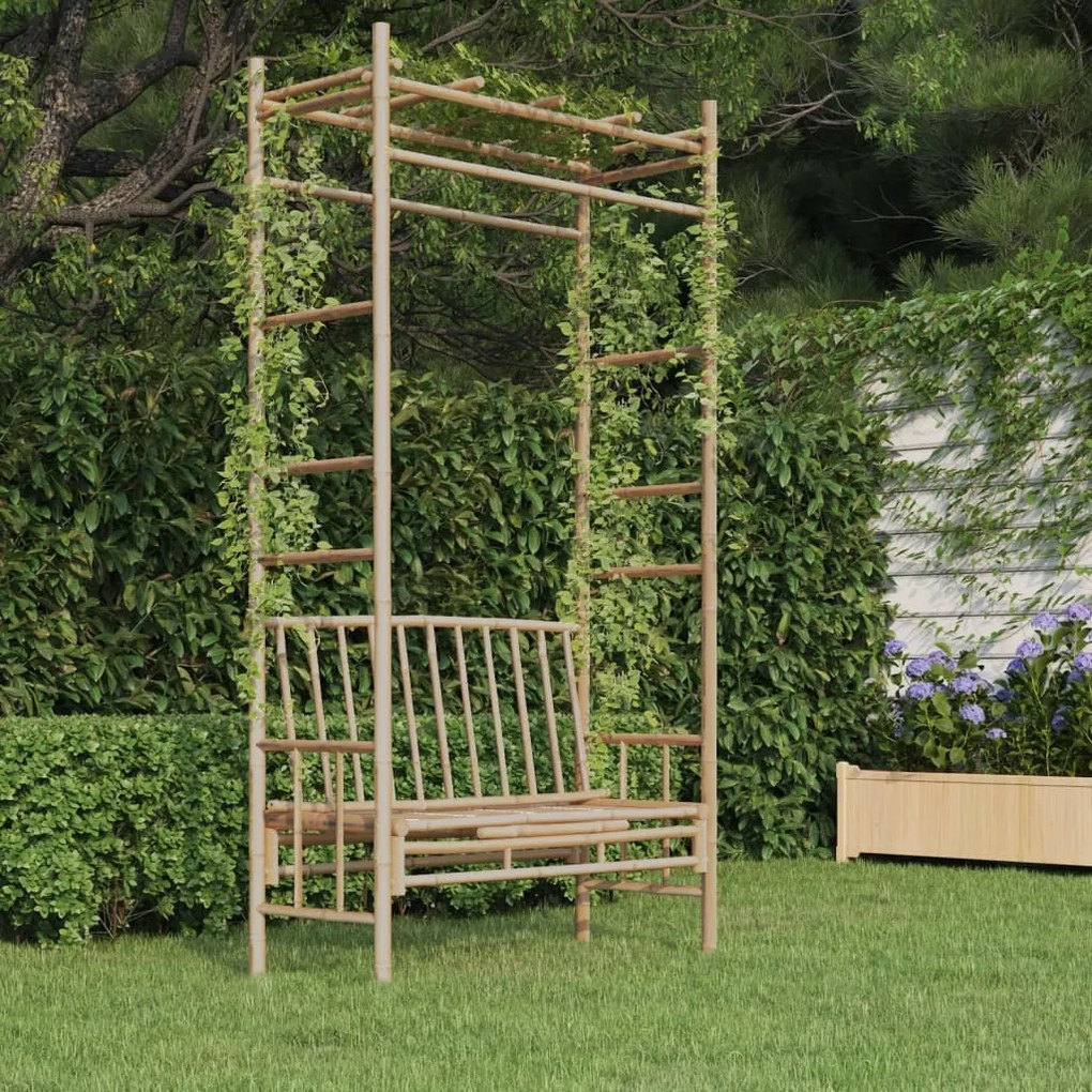 Zahradní Lavice S Pergolou 116 Cm Bambus