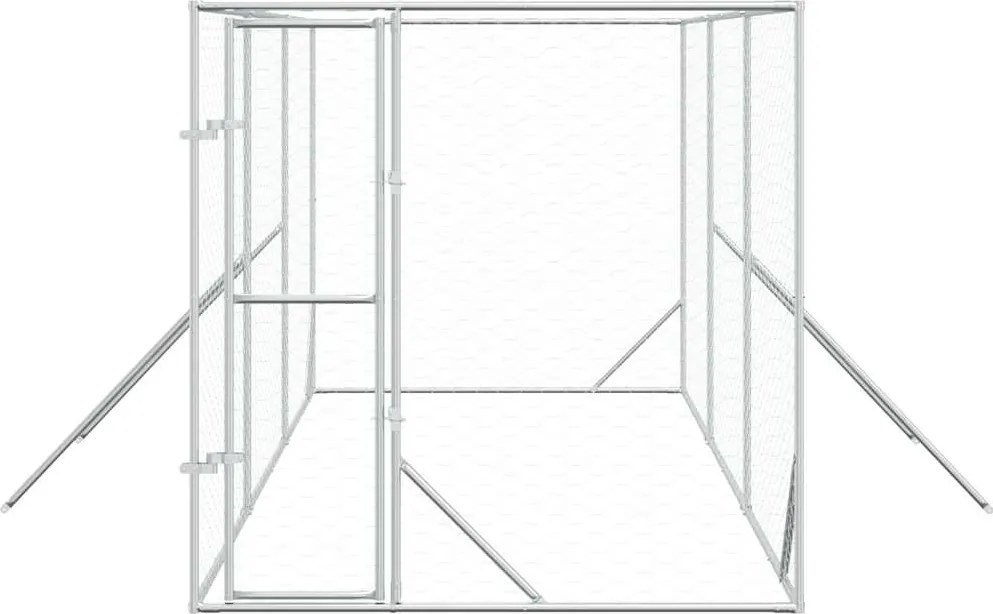Venkovní psí kotec stříbrný 2 x 6 x 2 m pozinkovaná ocel 3190452