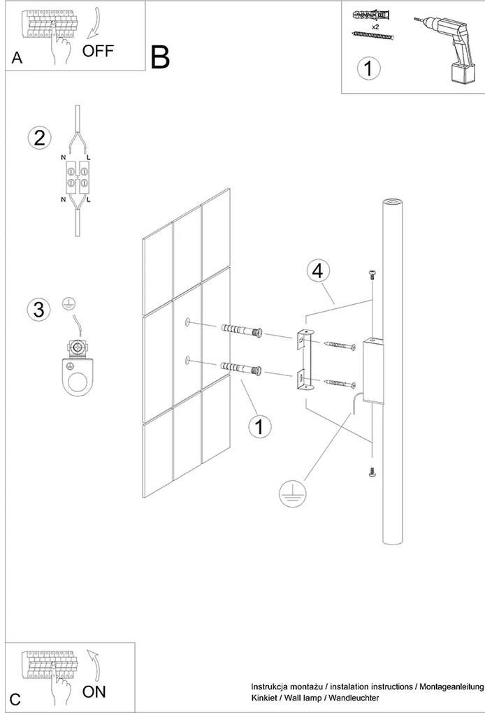 Nástěnné svítidlo Pastelo, 1x zlaté kovové stínítko