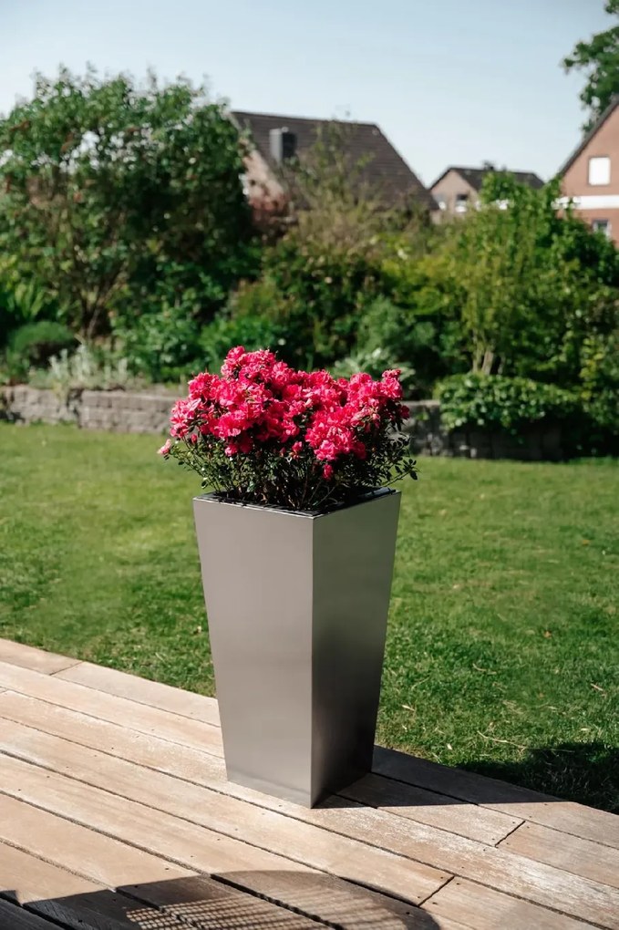 Květináč CLASSIC, výška 70 cm, broušený nerez, stříbrný