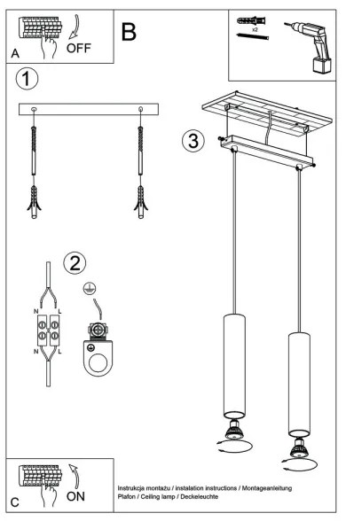 Sollux SL.0328 - Lustr na lanku LAGOS 2 2xGU10/10W/230V černá