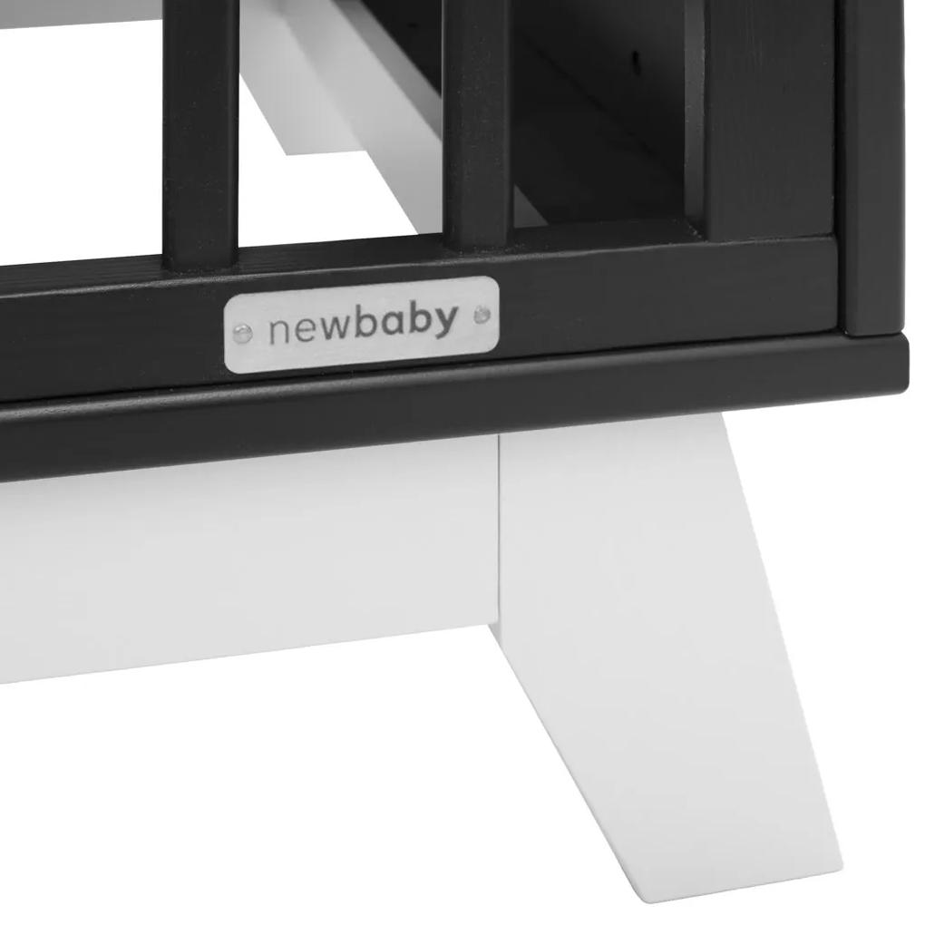 NEW BABY Dětská postýlka se zábranou New Baby MARCUS 120x60 cm grafit/bílá