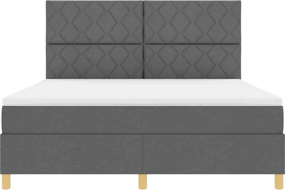 Postel s boxspringem s čelo Tmavě šedá 180 x 200 cm textil 3339715