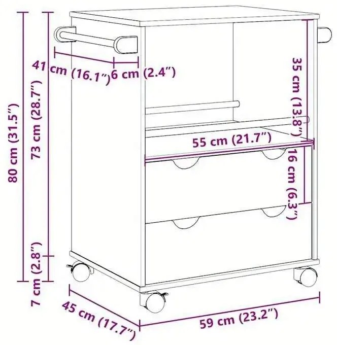 Servírovací stolek, kolečka, borovicový masiv, přírodní, NoBi CASTEL