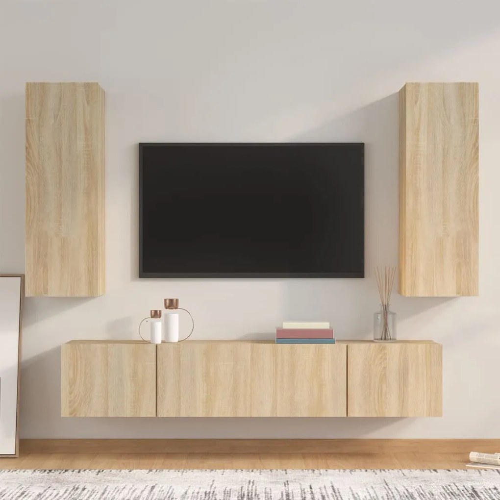 4dílný set TV skříněk dub sonoma kompozitní dřevo 3114200