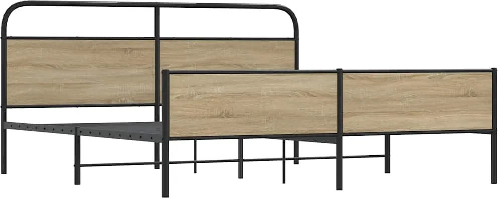 Kovový rám postele bez matrace kouřový dub 193 x 203 cm 3318682