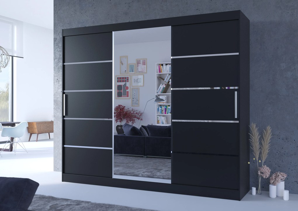 ADRK Furniture Skříň s posuvnými dveřmi a zrcadlem SALTO 250 ADRK-SW-SAL-B-250