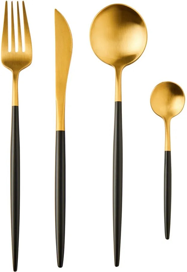 STILETTO Příbory matné set 4 ks - zlatá/černá