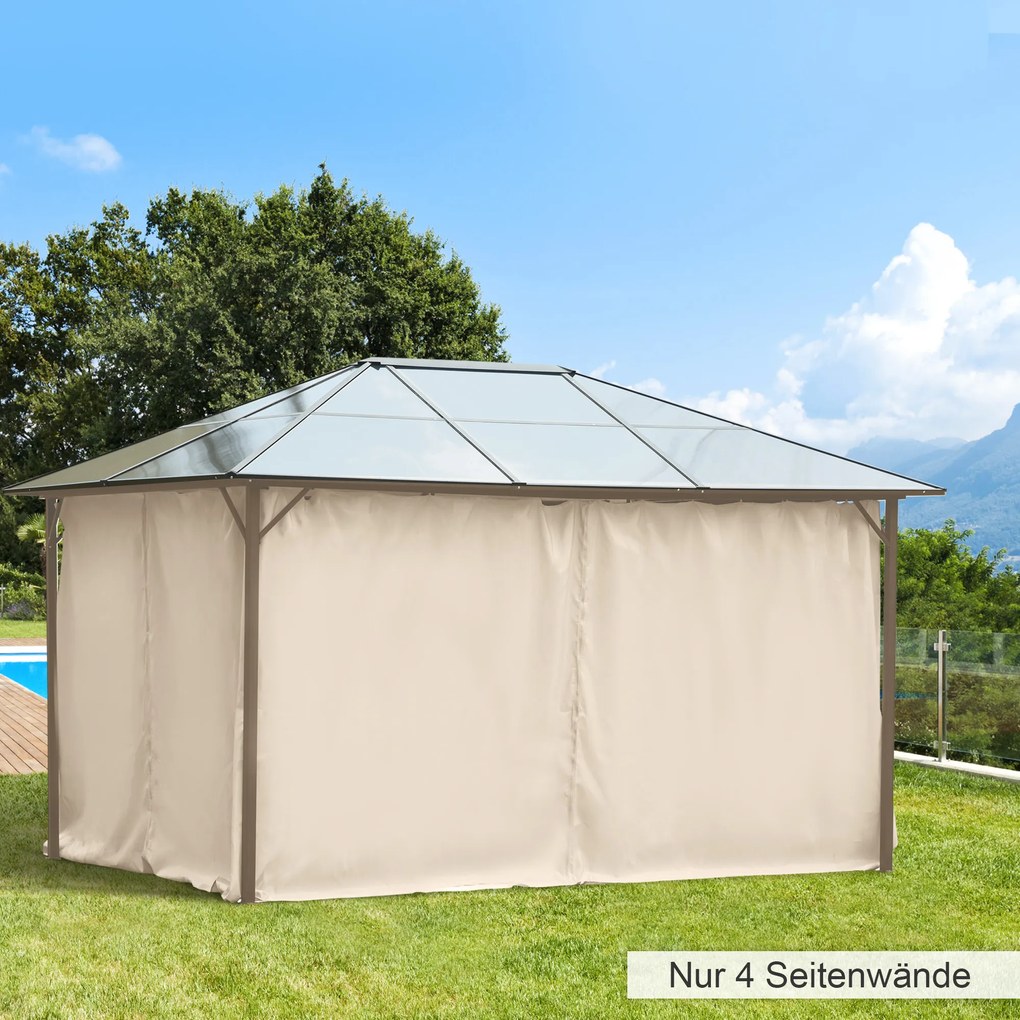 Outsunny altán 4 boční panely pro 3x4 m zahradní altán party stan polyester béžová 352 x 205 cm | Aosom