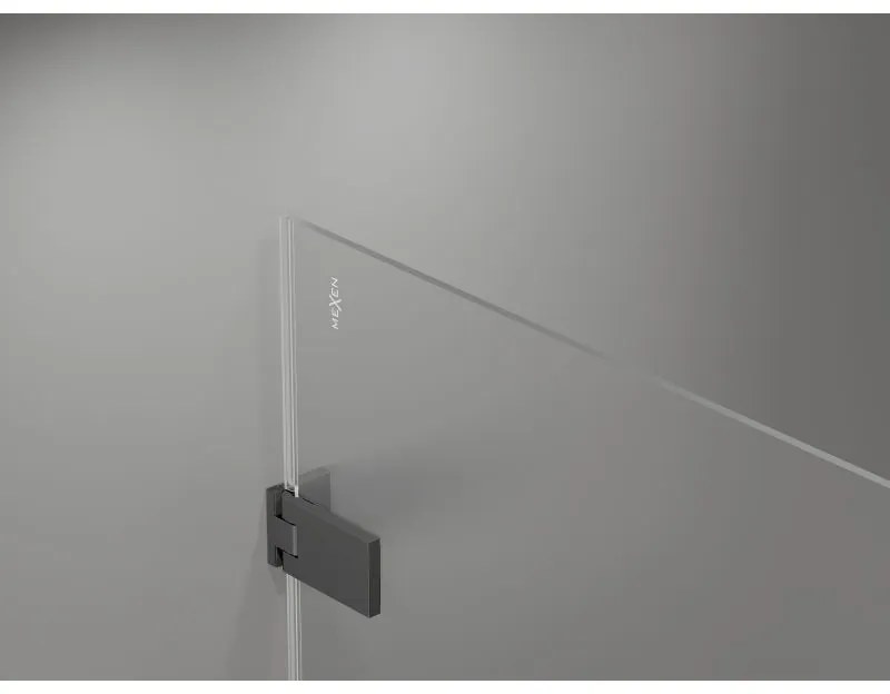 Mexen Lunar-F, skládací sprchový kout levý 100 x 100 cm, 8mm čiré sklo, grafitový profil, 836-100-100-95-00-L