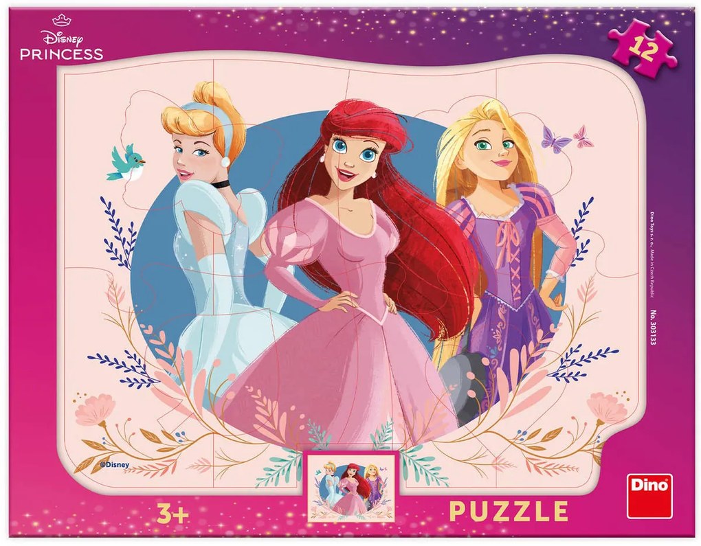 DINO Puzzle deskové 12 dílků Disney Princezny 31x23cm skládačka dn303133