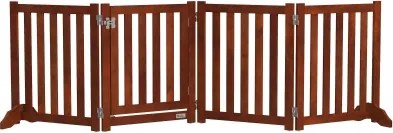 PawHut bezpečnostní mříž pro psy pro schody a dveře, skládací design se stojanem, 205x30x60 cm, hnědá